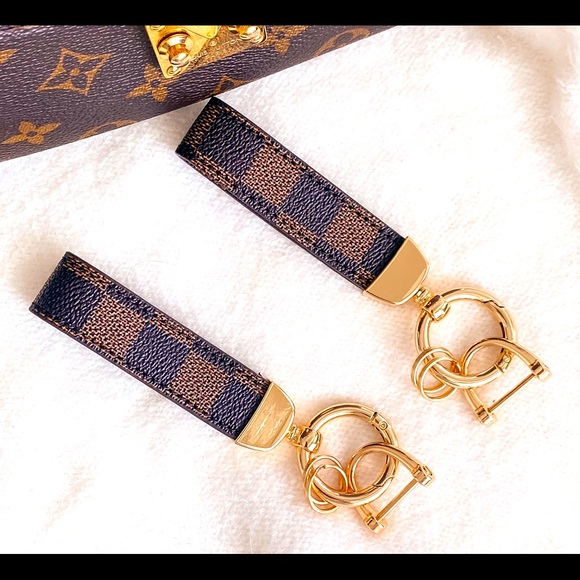 Accessories | Checkered Gold Key Fob | Poshmark